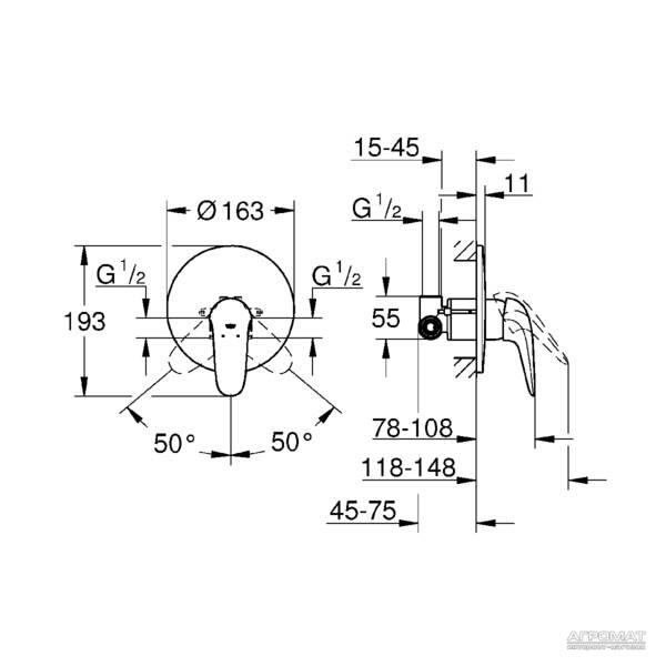 Змішувач прихованого монтажу для душу Grohe Eurosmart 33556002 - купити ...