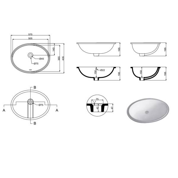 Раковина Devit Laguna 1613110 57,5 см врізна під стільницю - купити в магазинах АГРОМАТ, ціна в ...