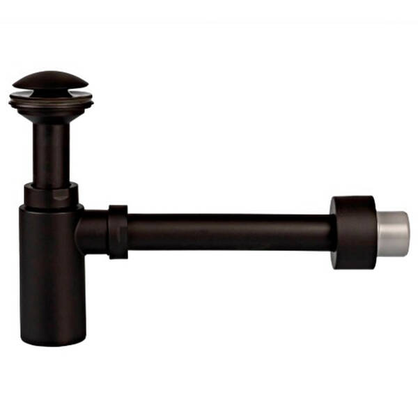 Сифон для раковини колбовий Devit DEV001756 з донним клапаном click-clack, чорний, випуск d32 ...