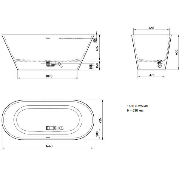 Ванна зі штучного каменю PAA Deco Nudo VADENUS/00 166x725 см, білий мат - купити в інтернет ...