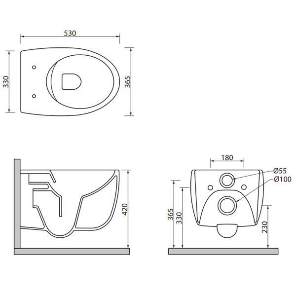 Унітаз підвісний SDR Bull MBK1, MBWCSBLV+ MBCWBLRF безобідковий з ...